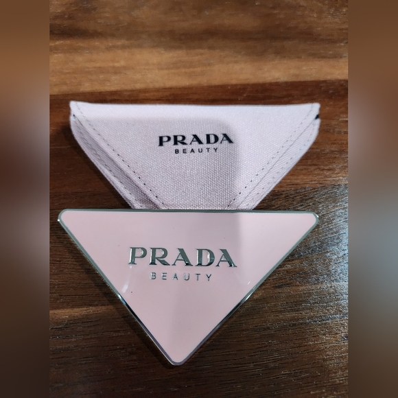 Prada | Other | Prada Logo Triangle Mirror And Case | Poshmark